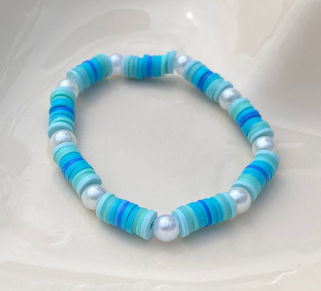 Clear Skies Beaded Bracelet, Heishi Bracelet - Etsy