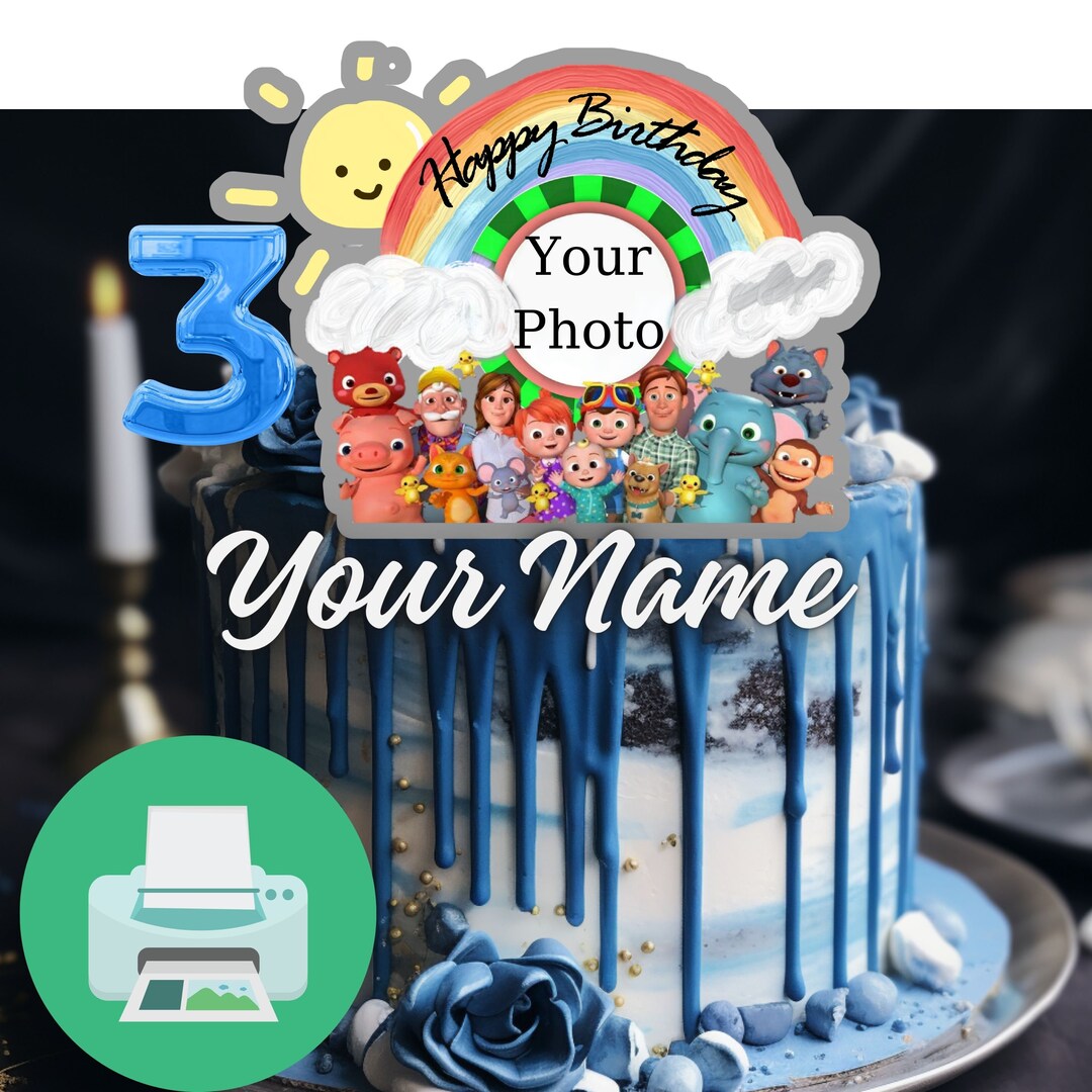Face, Name and Birthday ,number Cake Topper, Cake Topper, Personalized ...