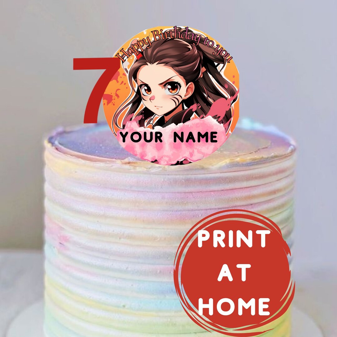 Printable Digital Cake Topper,name & Age Personalized ,digital,annime ...