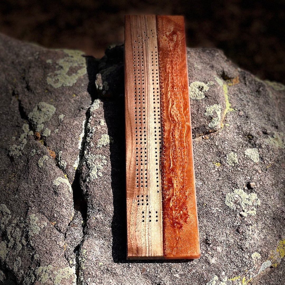 Cribbage Board Hardwood Resin River Handmade Board Game Perfect Gift ...