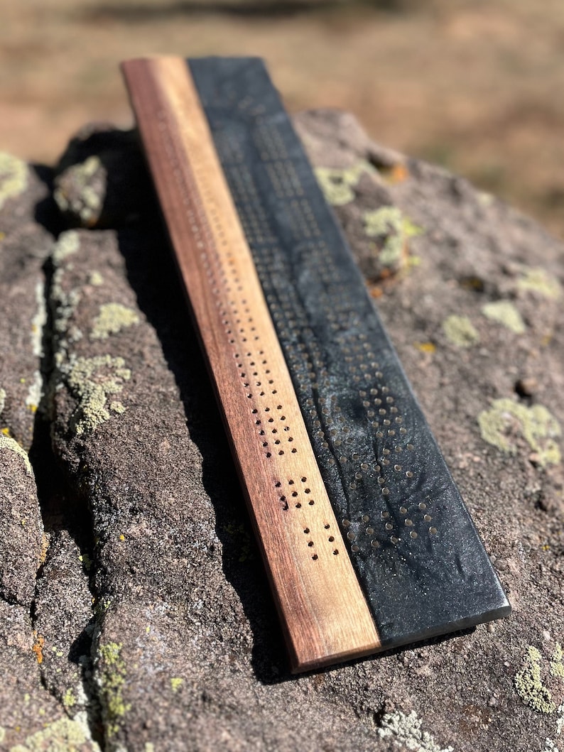 Cribbage Board Hardwood Resin River Handmade Board Game Perfect Gift ...