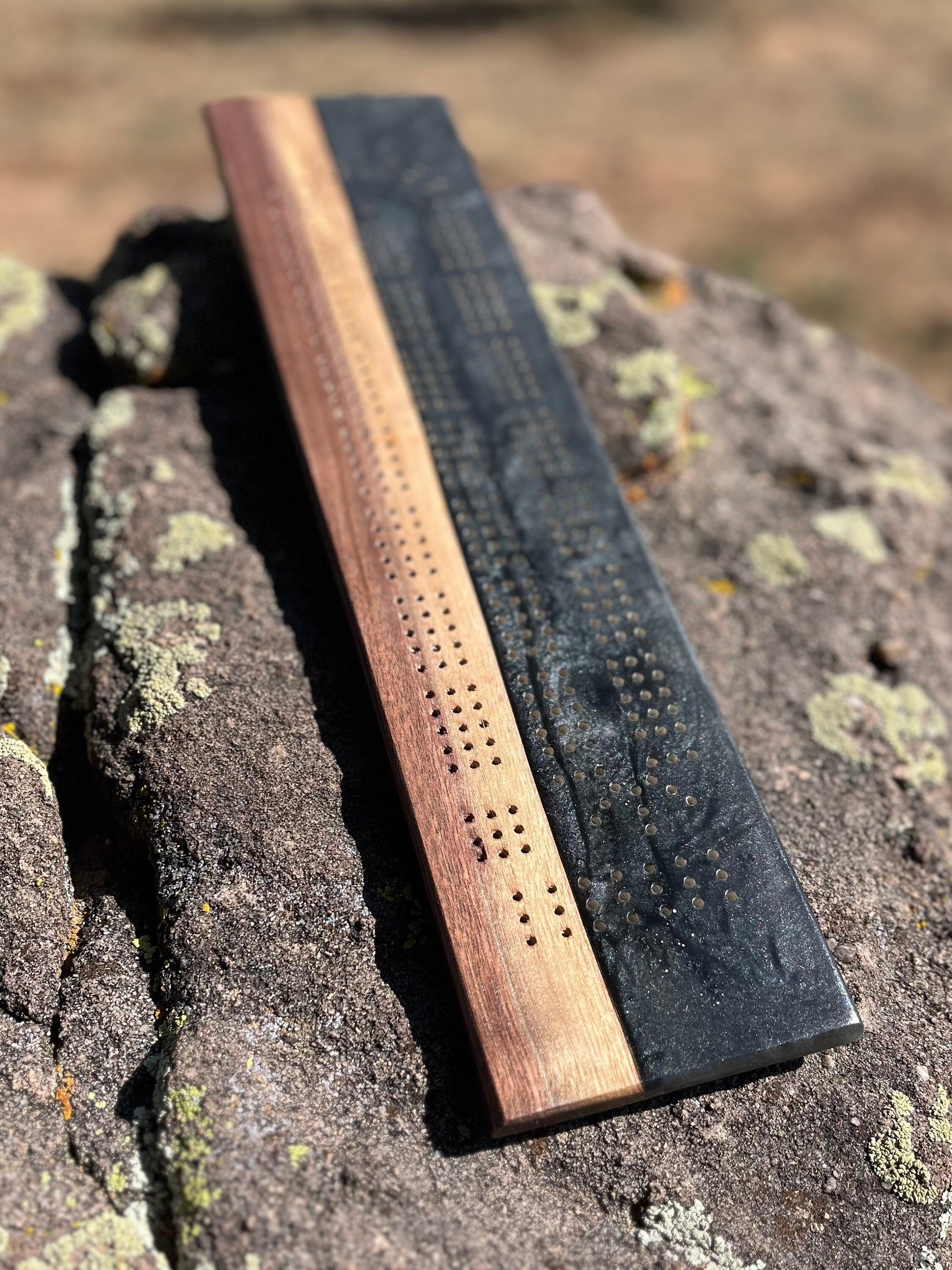 Cribbage Board Hardwood Resin River Handmade Board Game Perfect Gift ...