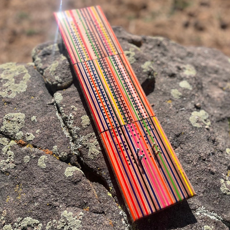 Resin Cribbage Board Colored Pencil Art Perfect Gift Cribbage Board ...