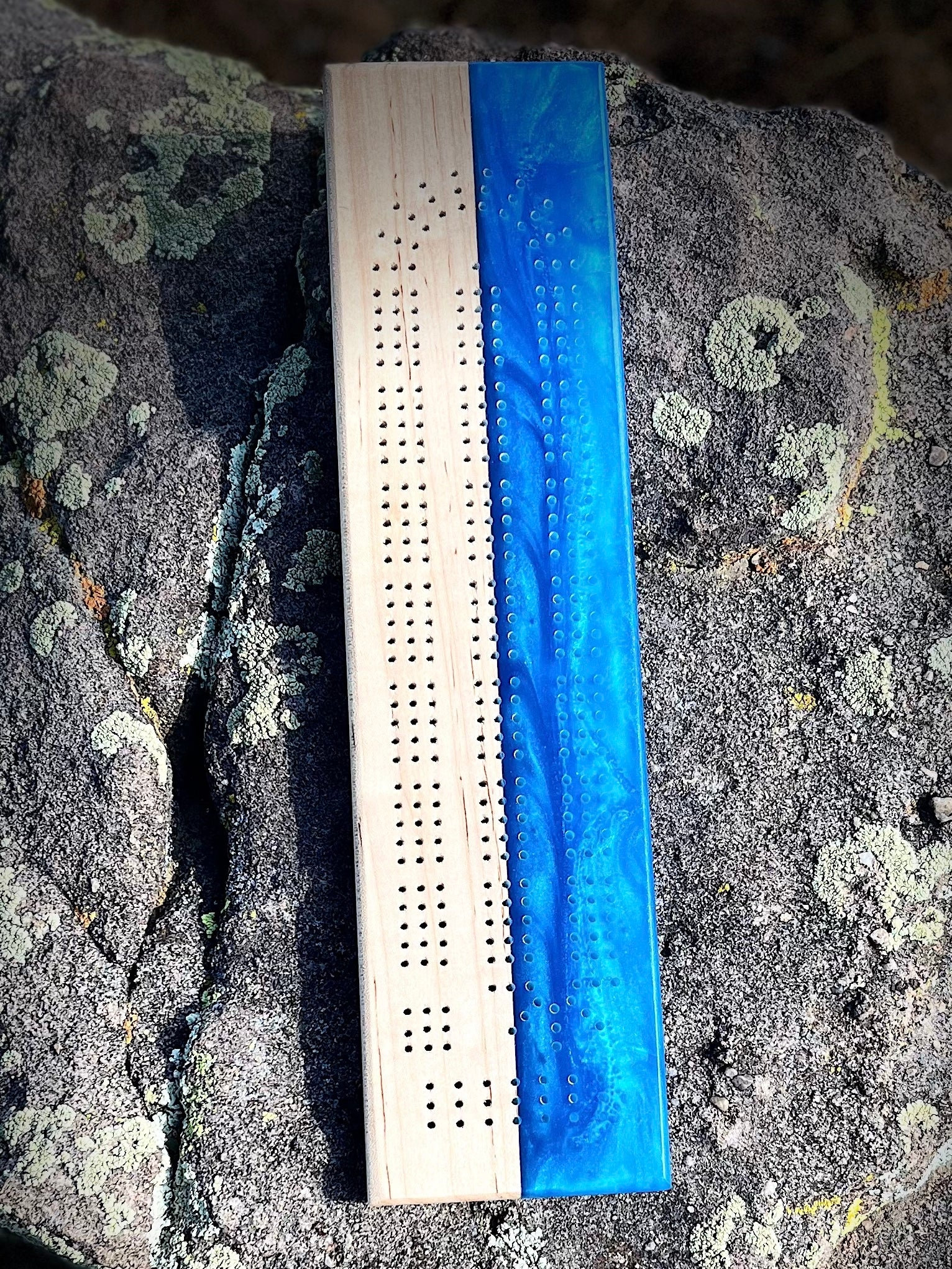 Cribbage Board Hardwood Resin River Handmade Board Game Perfect Gift ...