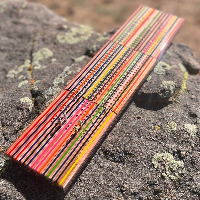 Resin Cribbage Board Colored Pencil Art Perfect Gift Cribbage Board ...