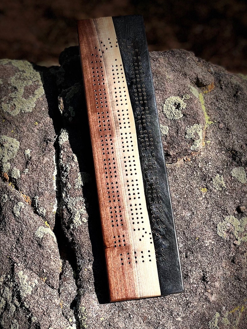 Cribbage Board Hardwood Resin River Handmade Board Game Perfect Gift ...