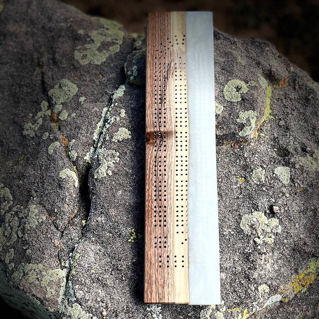 Cribbage Board Hardwood Resin River Handmade Board Game Perfect Gift ...