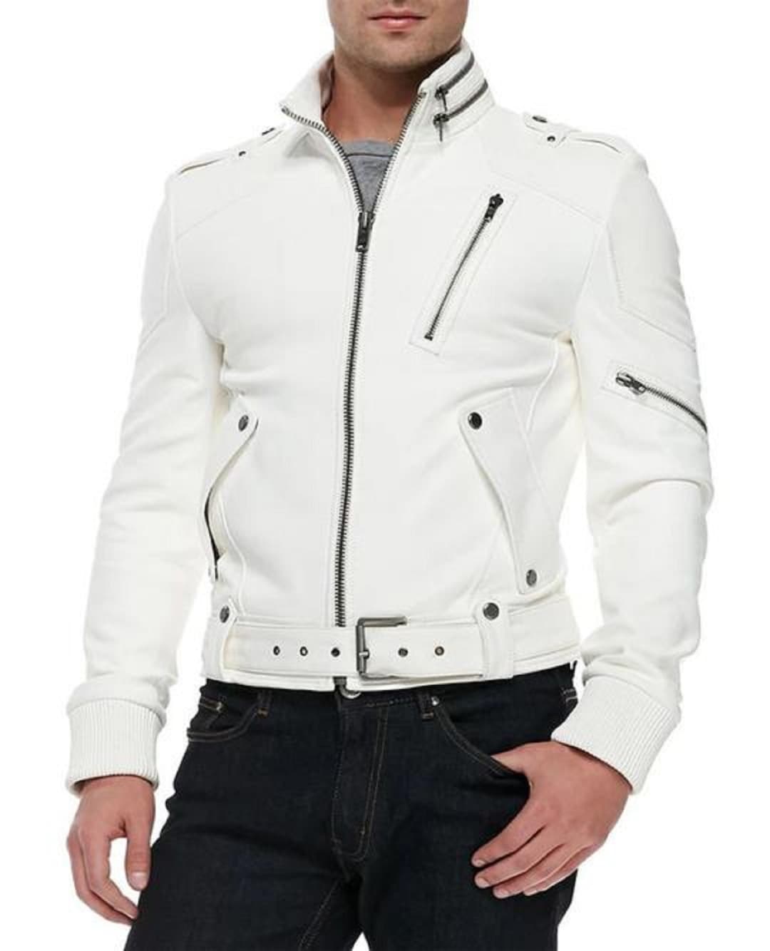Men's White Leather Jacket Custom Wear Steampunk Jacket - Etsy