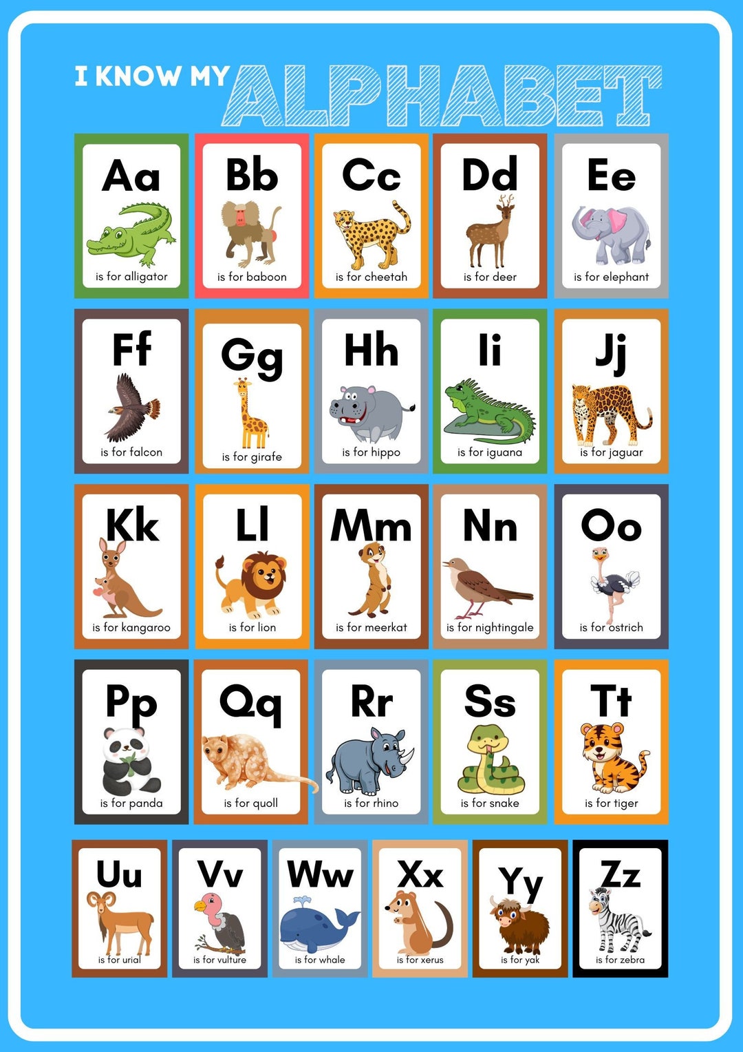ABC Alphabet Chart Poster Digital Printable for Children's Room ...