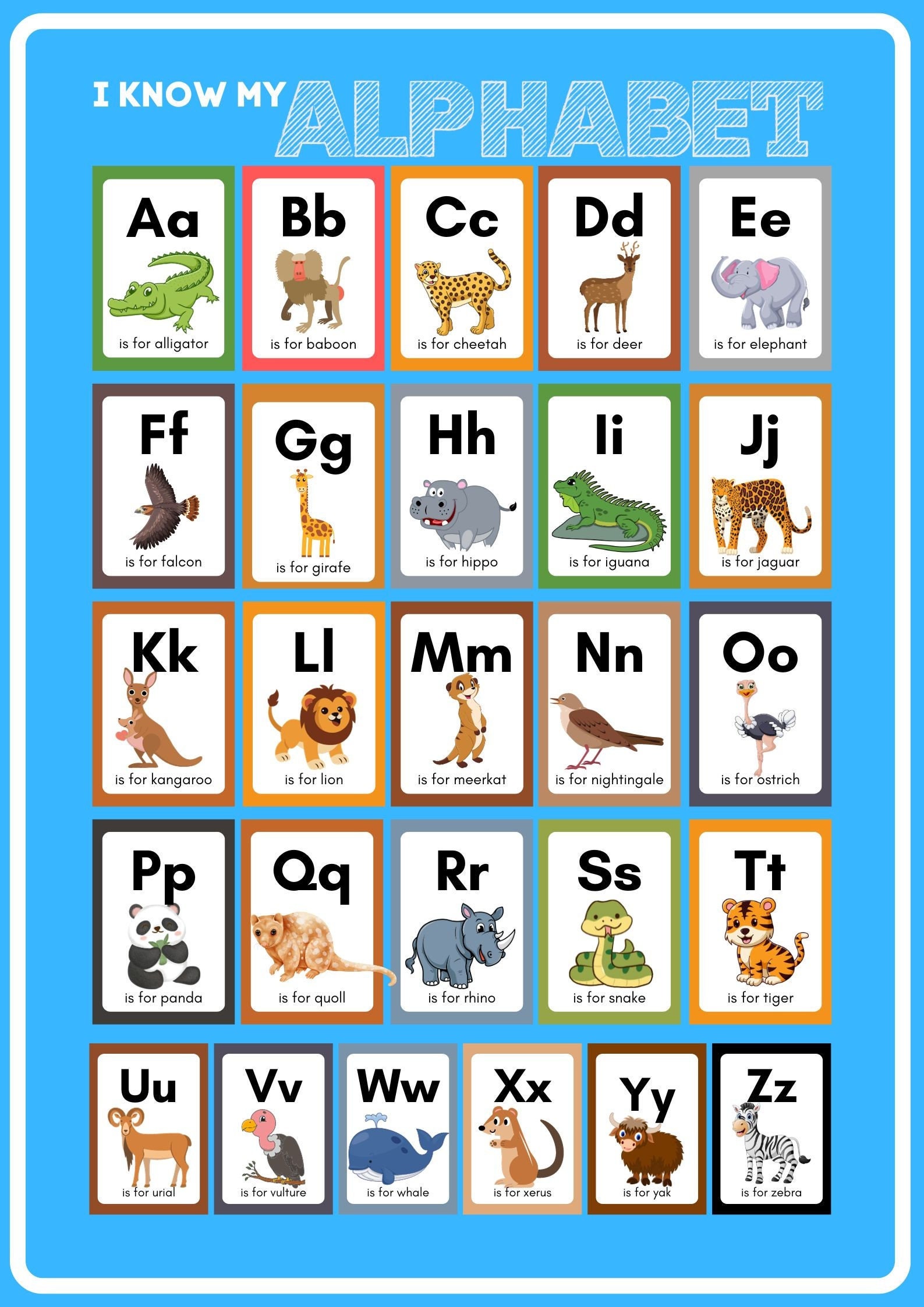 ABC Alphabet Chart Poster Digital Printable for Children's Room ...