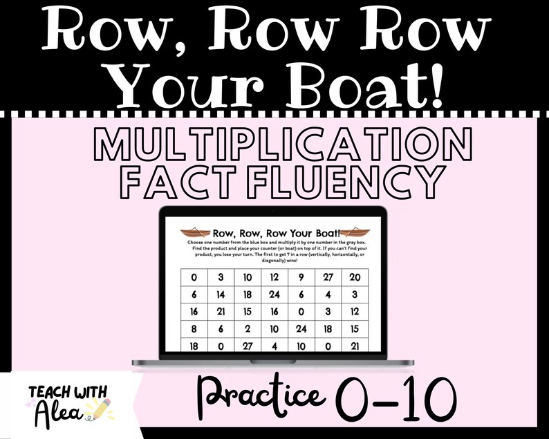 Row, Row, Row Your Boat! | Multiplication Fact Fluency Game 0-10 - Etsy