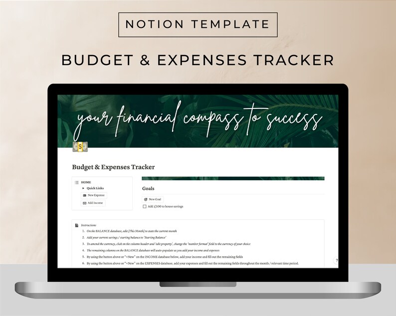 Notion Budget and Expenses Tracker: Financial Goal Setting (digital ...