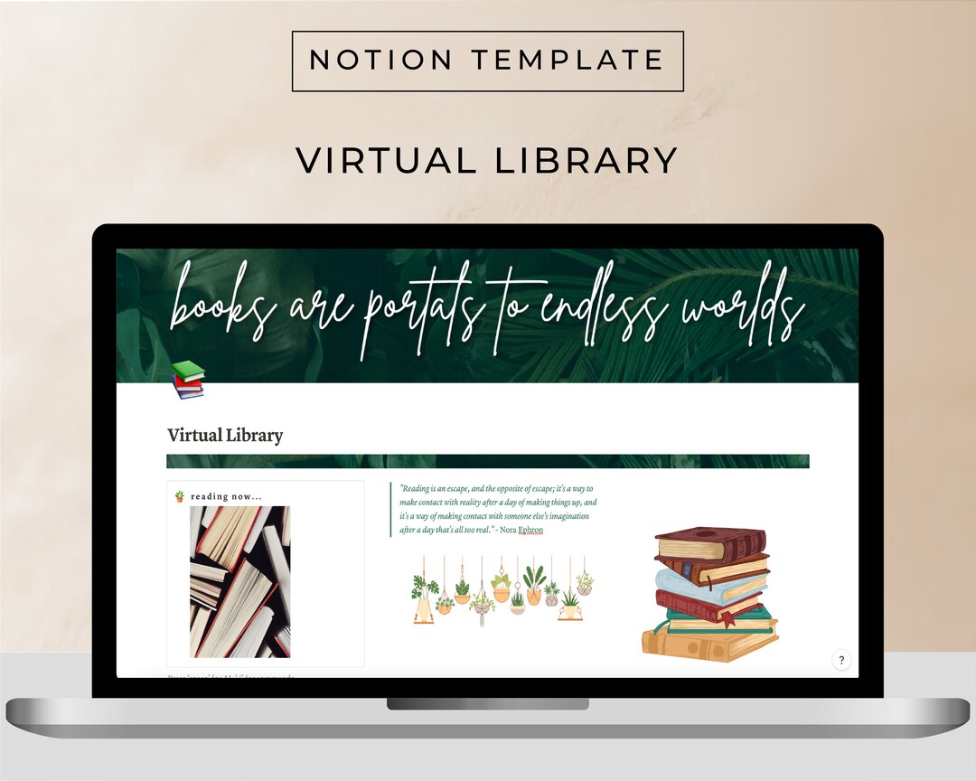 Notion Virtual Library Template | Aesthetic Dashboard | Reading List ...