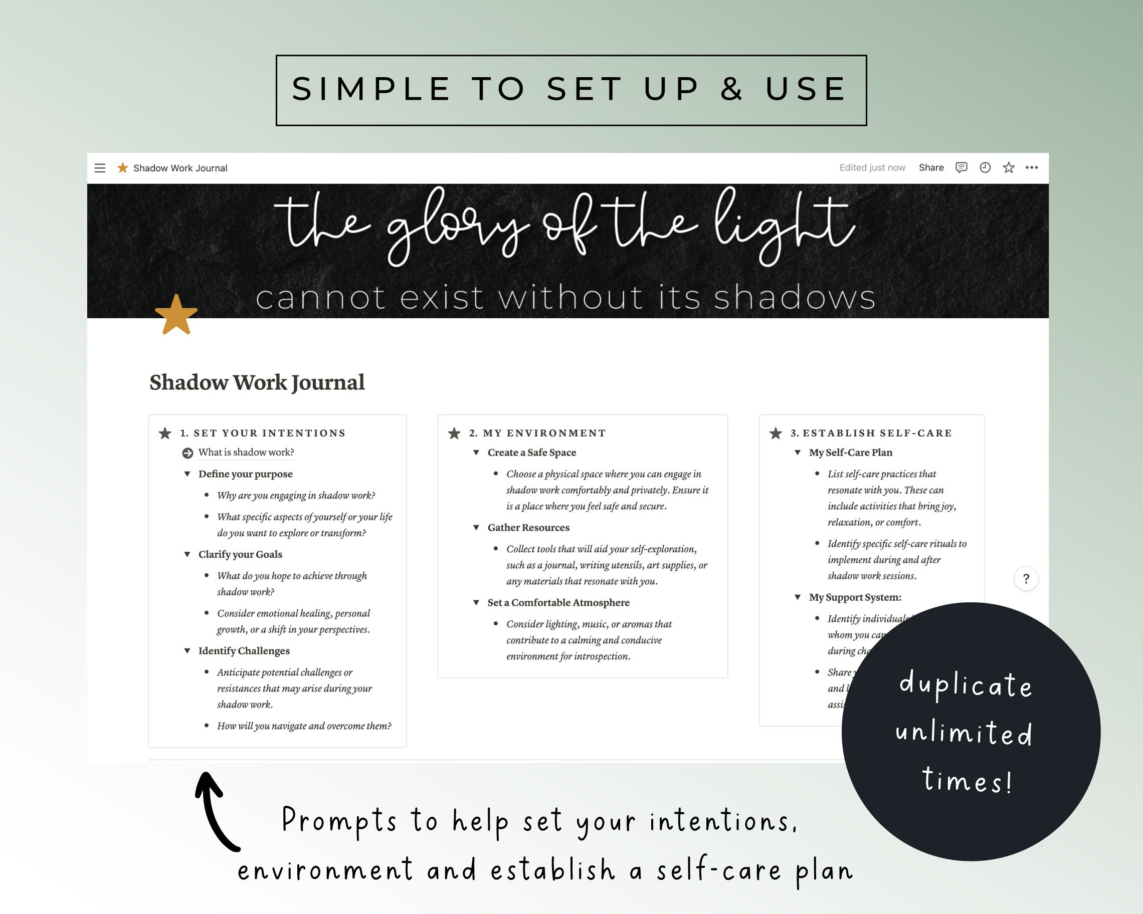 Shadow Work Notion Template | Minimalist Introspective Journal | Customisable Self-discovery ...