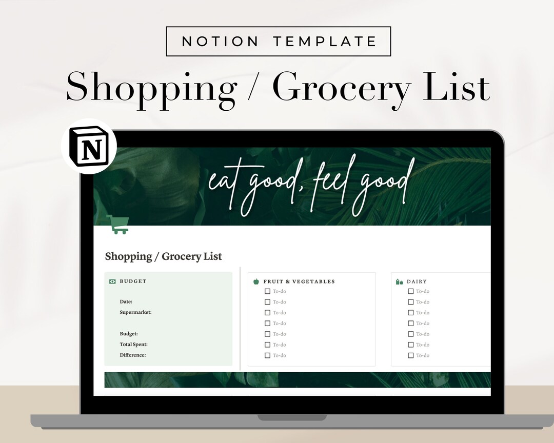 Notion Shopping List Template: Editable Grocery Checklist (digital ...