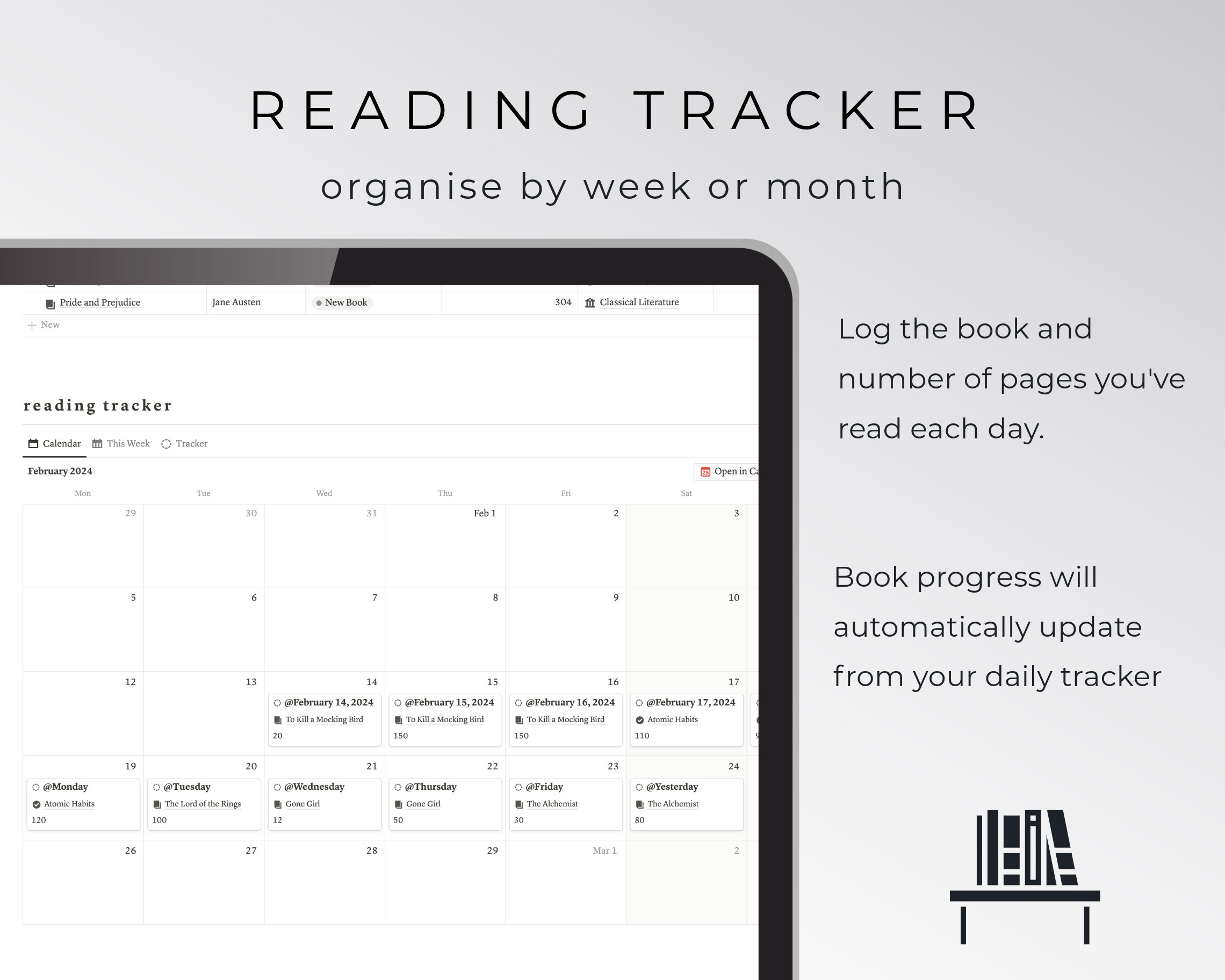 Digital Reading Journal | Notion Dashboard | Book Tracker Template - Etsy