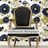 Dollhouse Wallpaper, Antique Dollhouse, Daisy Floral Wallpaper, Blue ...