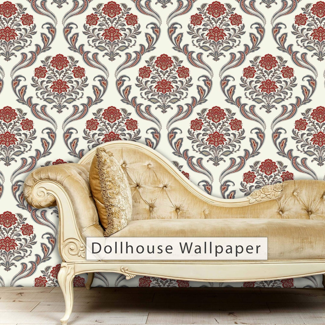 Dollhouse Wallpaper, Antique Dollhouse, Floral Wallpaper, Victorian ...