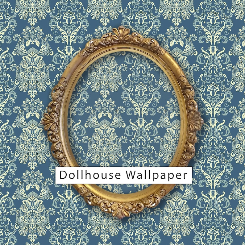 Dollhouse Wallpaper, Antique Dollhouse, Victorian Wallpaper, Damask ...