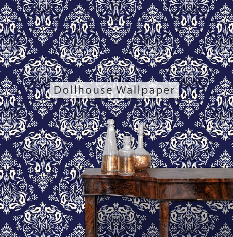 Dollhouse Wallpaper, Antique Dollhouse, Damask Wallpaper, Peel and ...