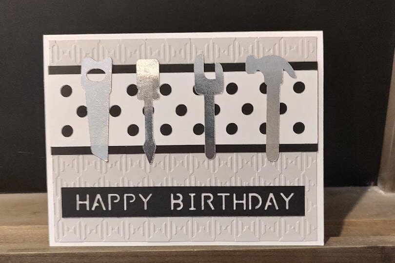 Birthday Card Handyman Masculine Card Tools Card Workbench Peg Board ...