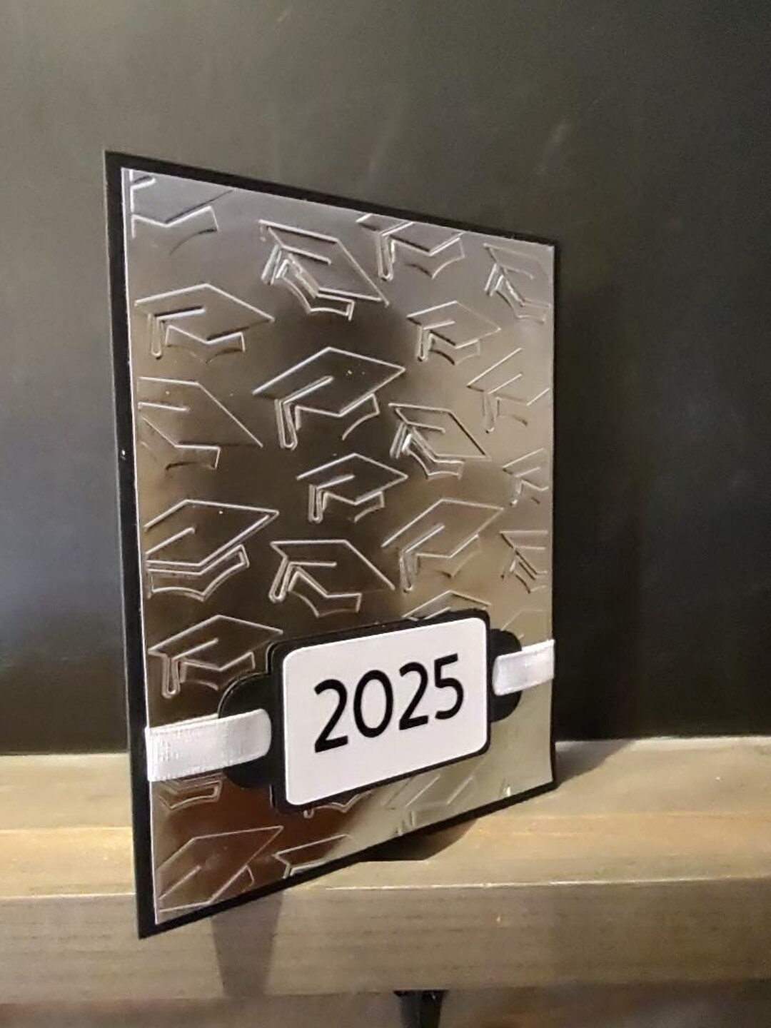 Graduation Card 2025, Silver Foil Embossed With Grad Caps ...