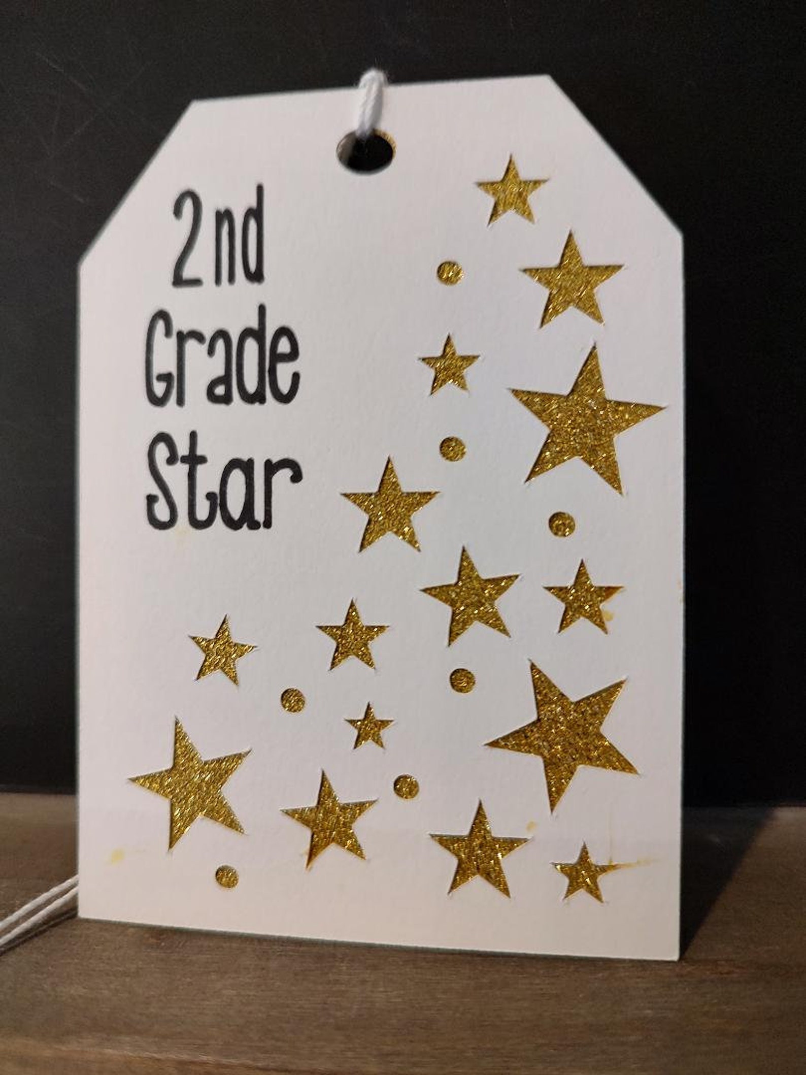 Class Gift Tags Glitter Stars, 2nd Grade Star, Any Grade, Embossed ...