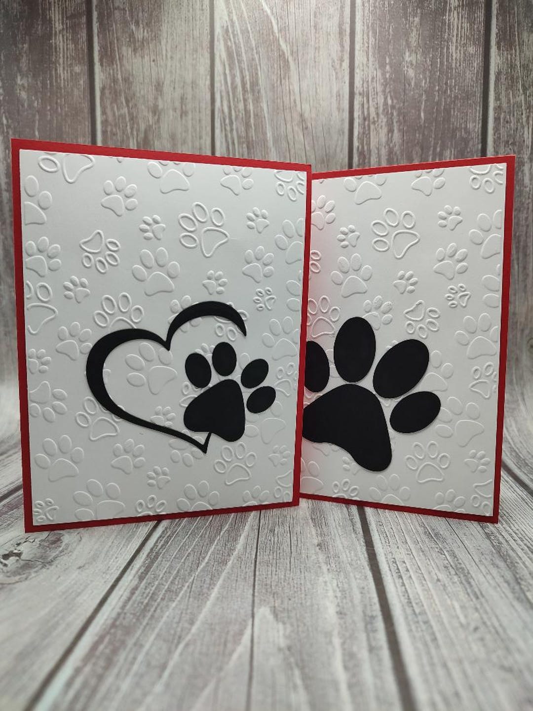 Paw Print Card, 2 Styles, New Pet, Pet Loss, Pet Love, Embossed Dog ...