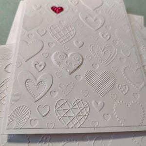 Heart Cards, Set/6, White Embossed Greeting Cards, All Occasion, Thank ...