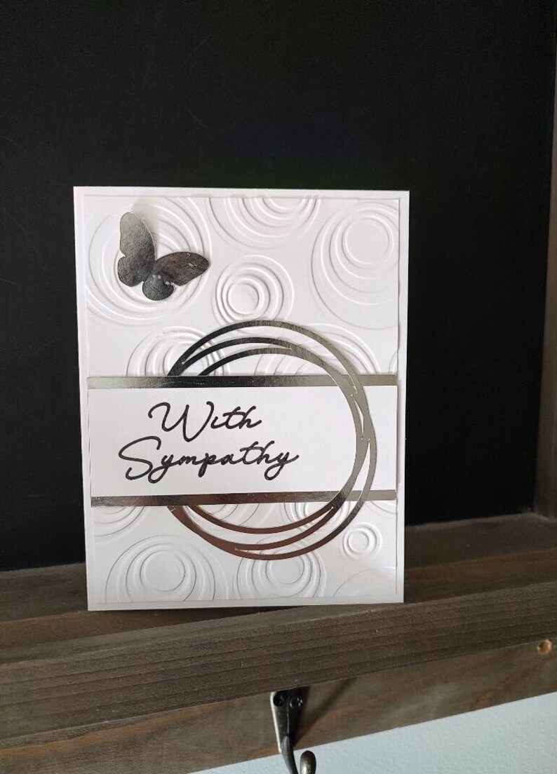 Sympathy Card, Silver and White, Butterfly - Etsy