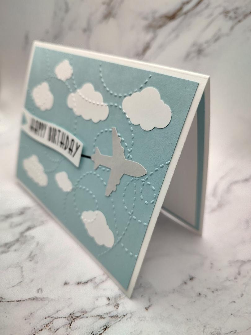Happy Birthday, Flying Plane With Clouds, Birthday Card, Birthday ...