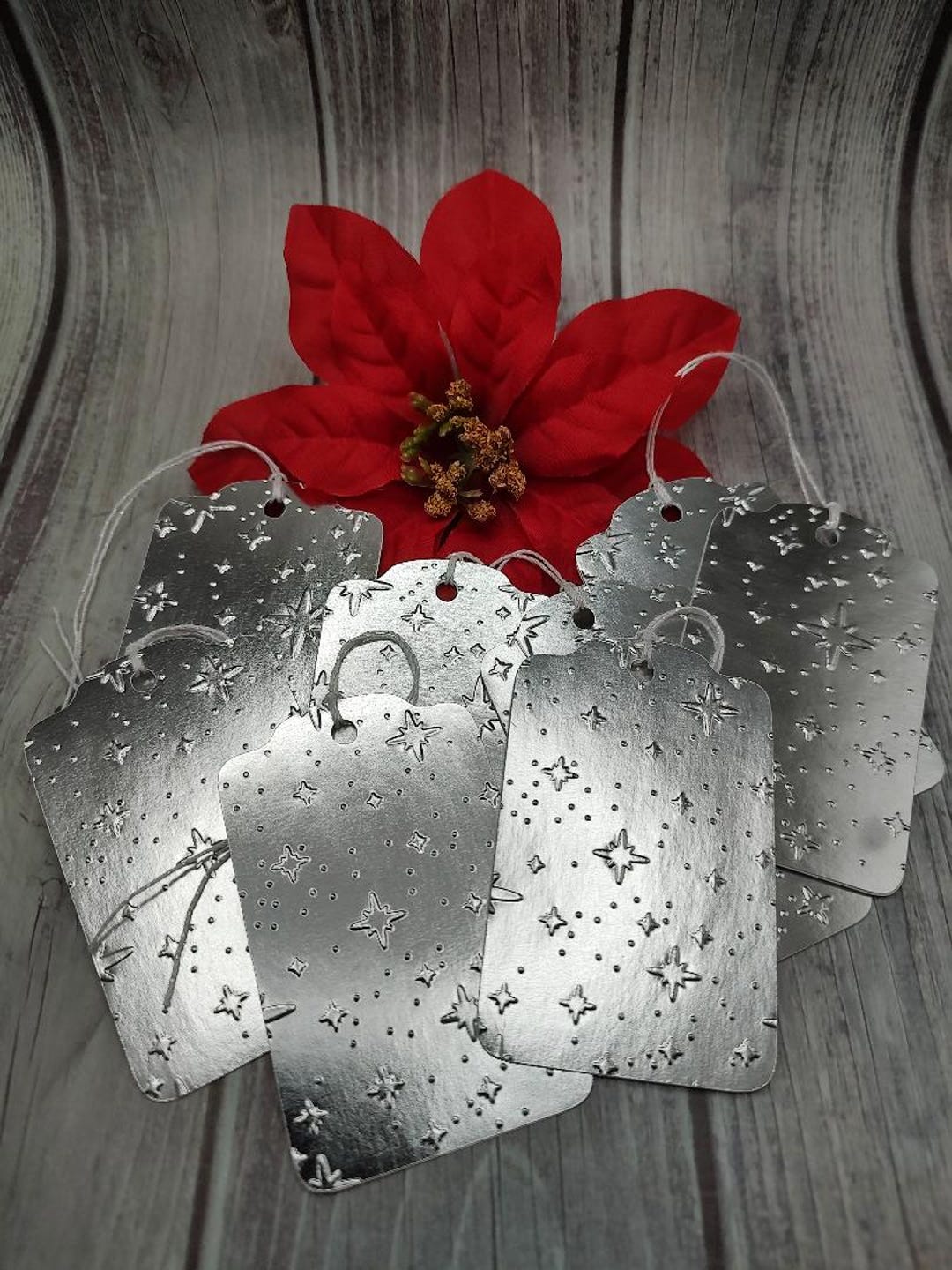 Silver Snowflake Christmas Gift Tags, Embossed Holiday Tags, Set of 12 ...
