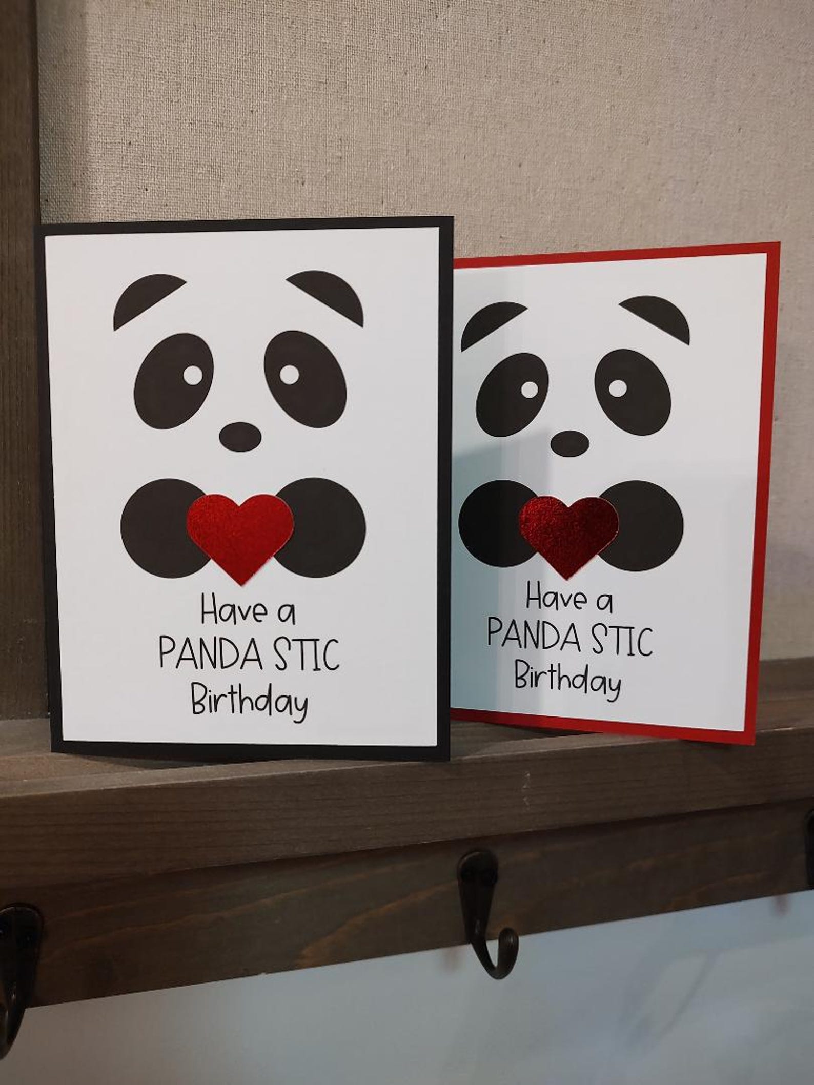 Handmade Panda Birthday Card: 'pandastic' With Red Heart, 2 Colors - Etsy