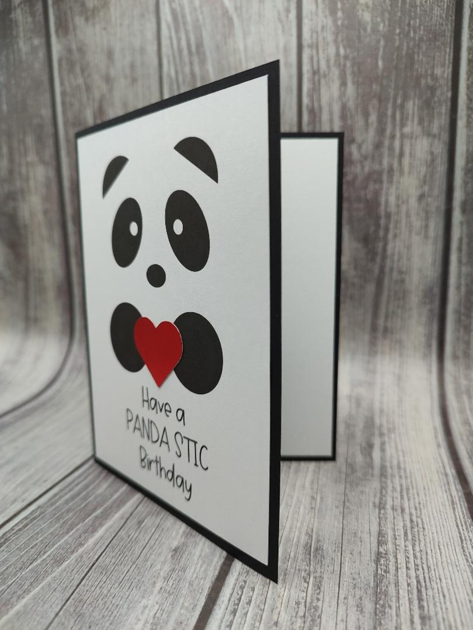 Handmade Panda Birthday Card: 'pandastic' With Red Heart, 2 Colors - Etsy