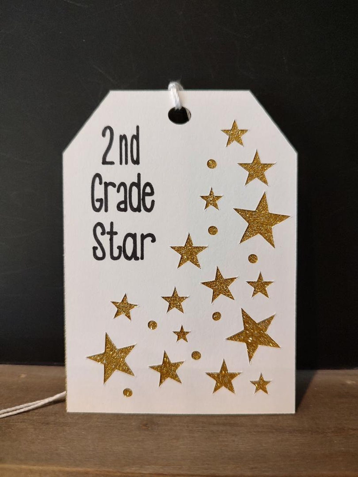 Class Gift Tags Glitter Stars, 2nd Grade Star, Any Grade, Embossed ...