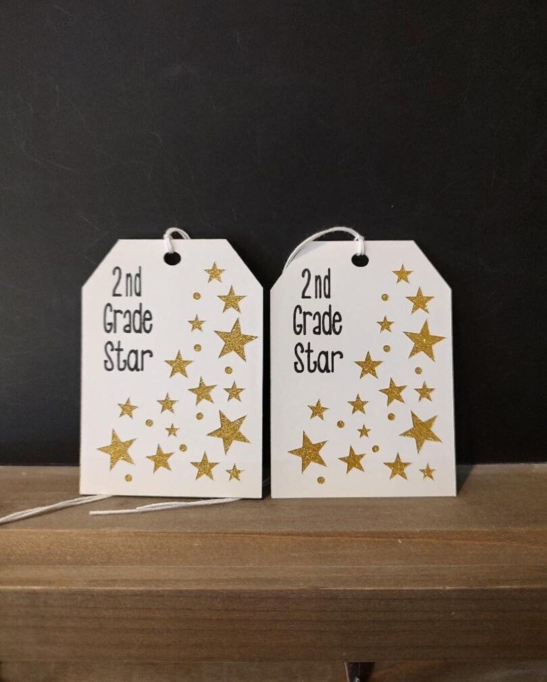 Class Gift Tags Glitter Stars, 2nd Grade Star, Any Grade, Embossed ...
