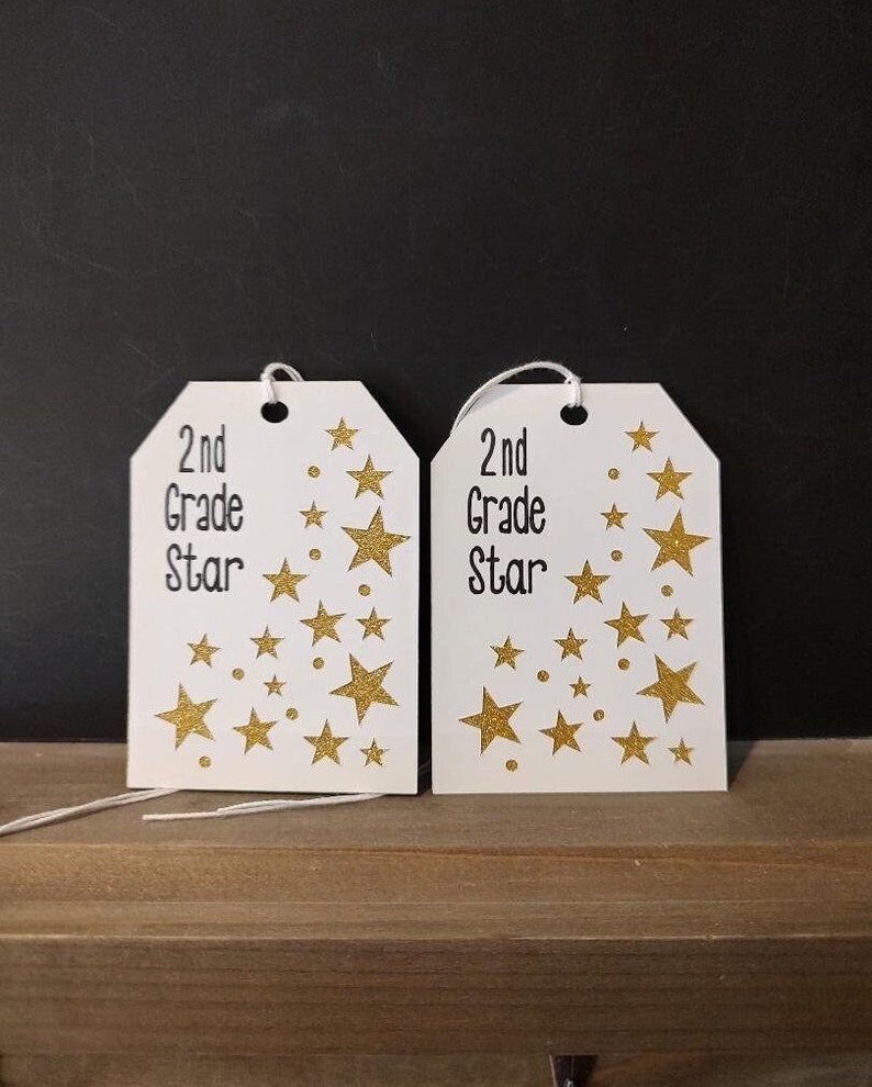 Class Gift Tags Glitter Stars, 2nd Grade Star, Any Grade, Embossed ...