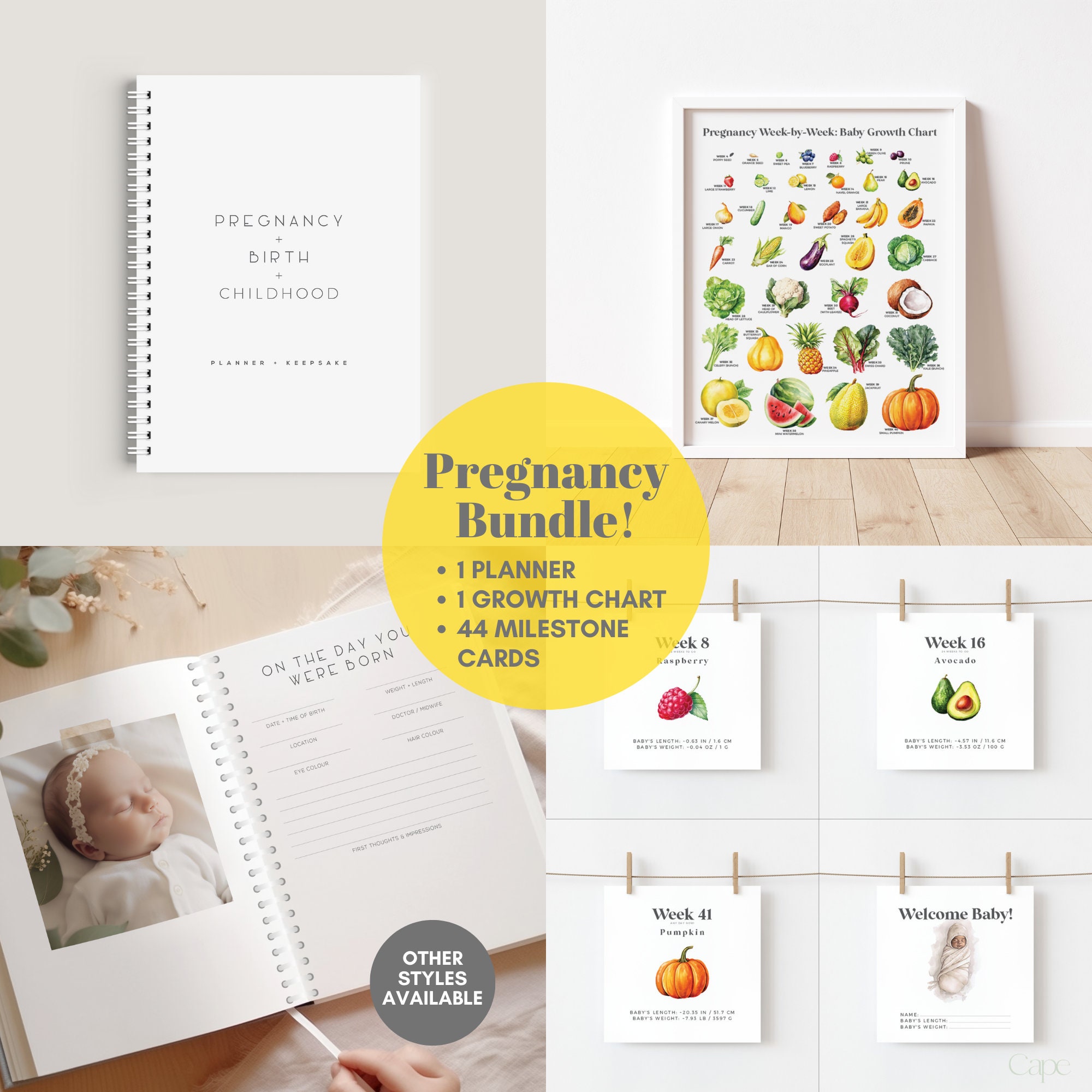 BUNDLE Printable Pregnancy Planner, Printable Pregnancy Journal ...
