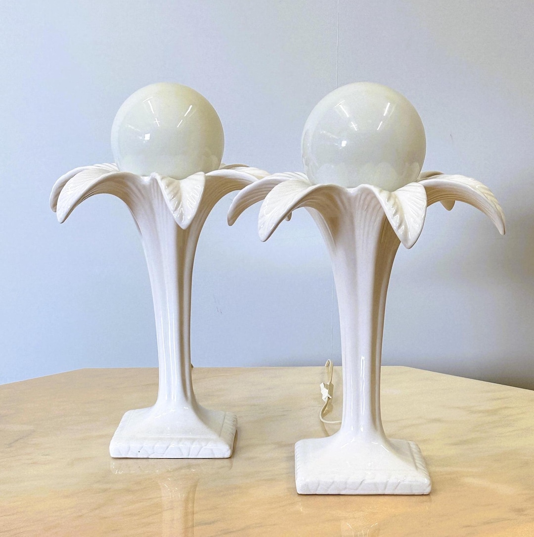 Pair of White Ceramic Palm Tree Lamps by Michael Andersen, 1970s. - Etsy
