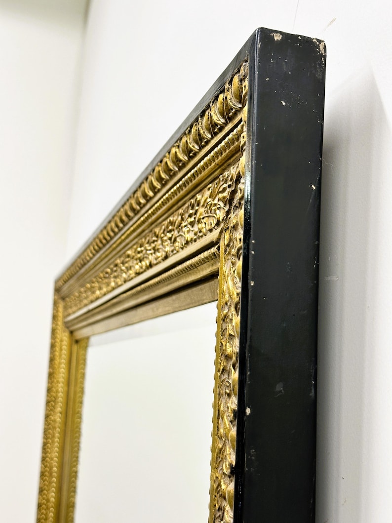 Vintage Rectangular Classical Gold and Black Mirror. France, 1970s. - Etsy