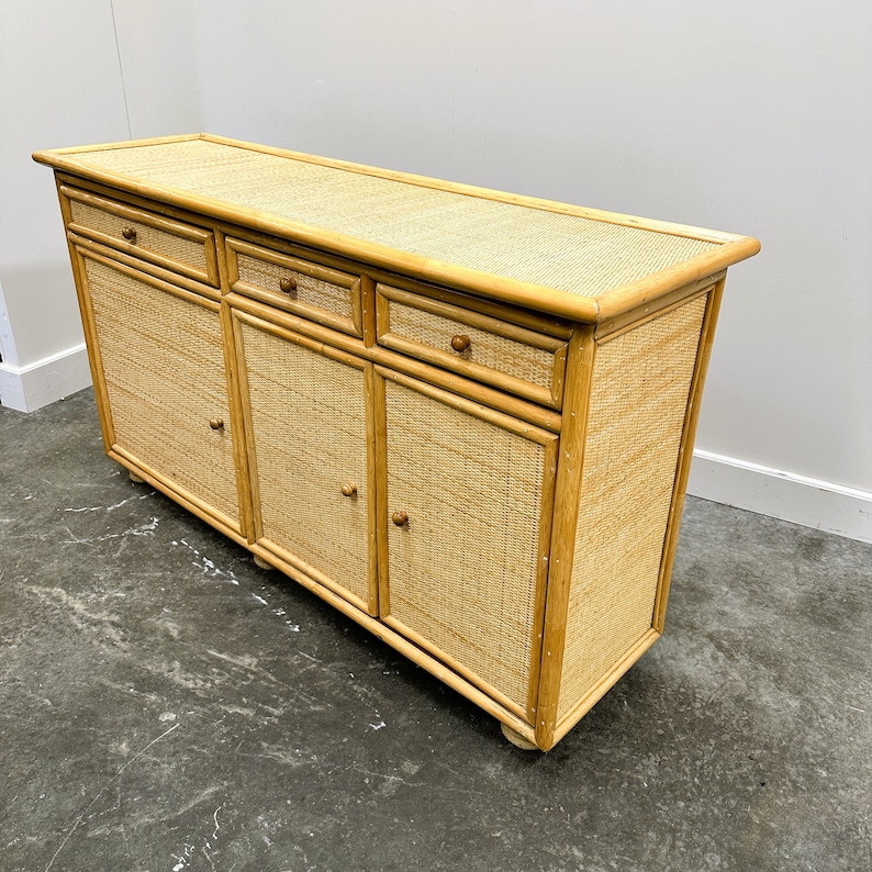 Natural Vintage Bamboo and Rattan Sideboard, Italy 970s. - Etsy