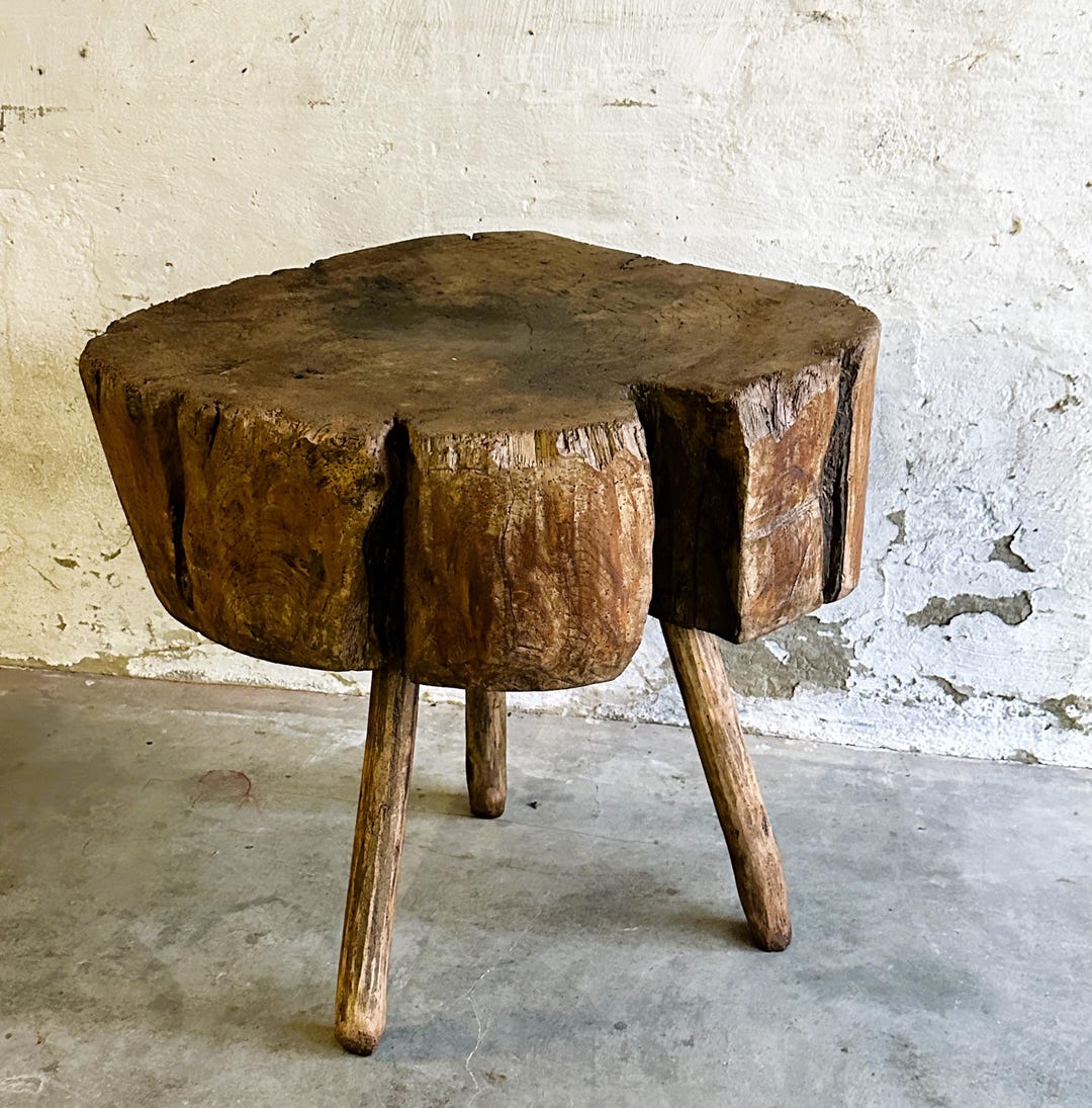 19thc French Provincial Elm Chopping Block Table, France. - Etsy