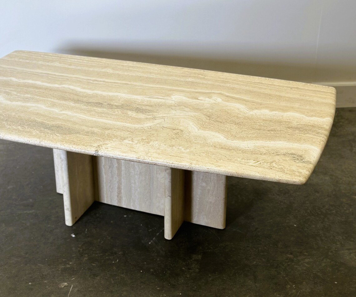 Vintage Travertine Marble Coffee Table France 1980s. - Etsy