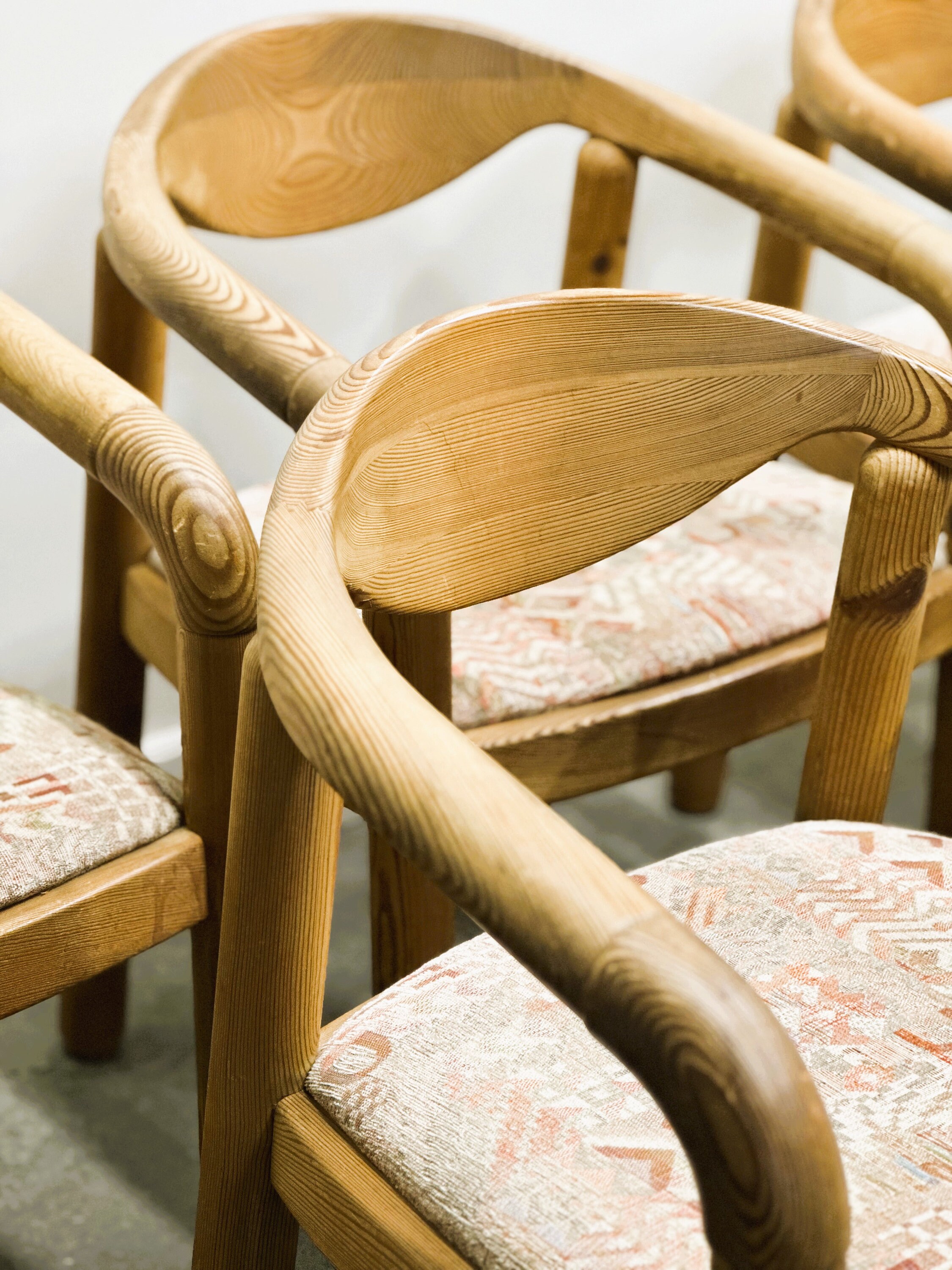 Set of Six Rainer Daumiller Pine Wood Arm Chairs, 1970s. - Etsy