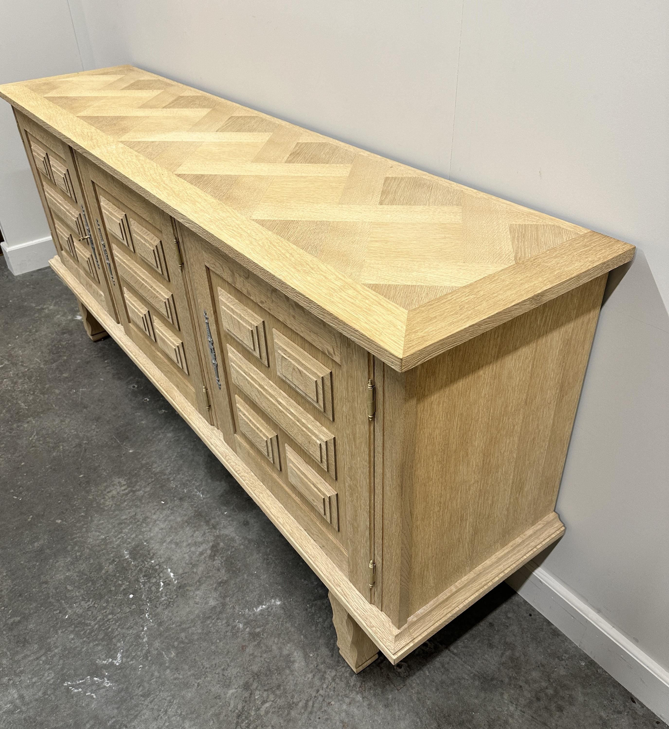 Vintage Sanded Oak Sideboard With Scalloped Compass Feet, 1960s. - Etsy