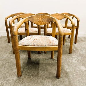Set of Six Rainer Daumiller Pine Wood Arm Chairs, 1970s. - Etsy