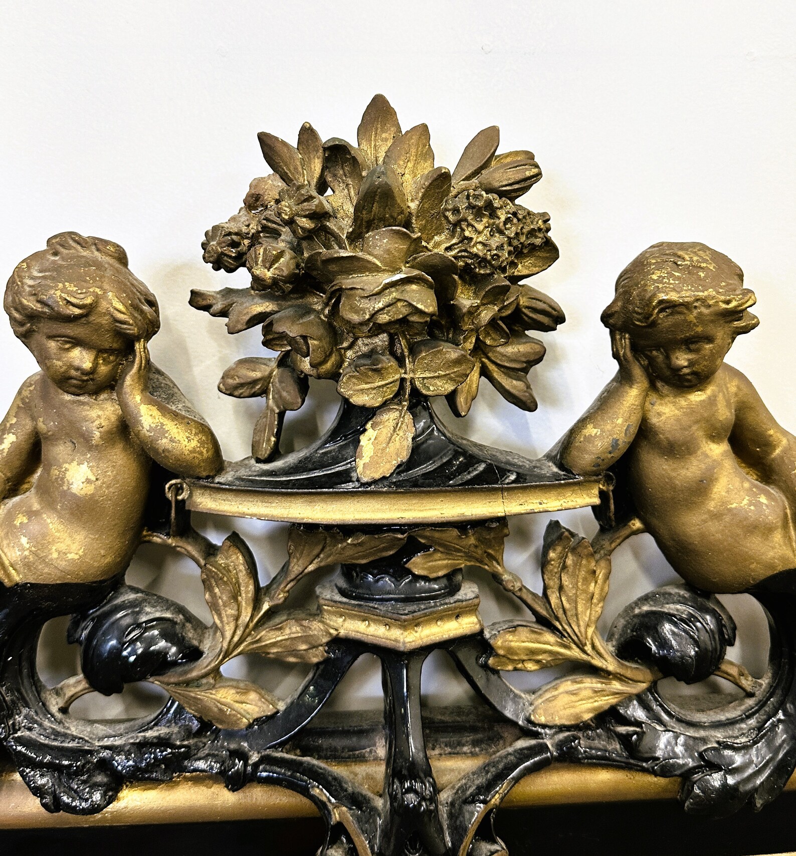Antique 1800s Black and Gold Mirror With Cupid , France 1800s. - Etsy