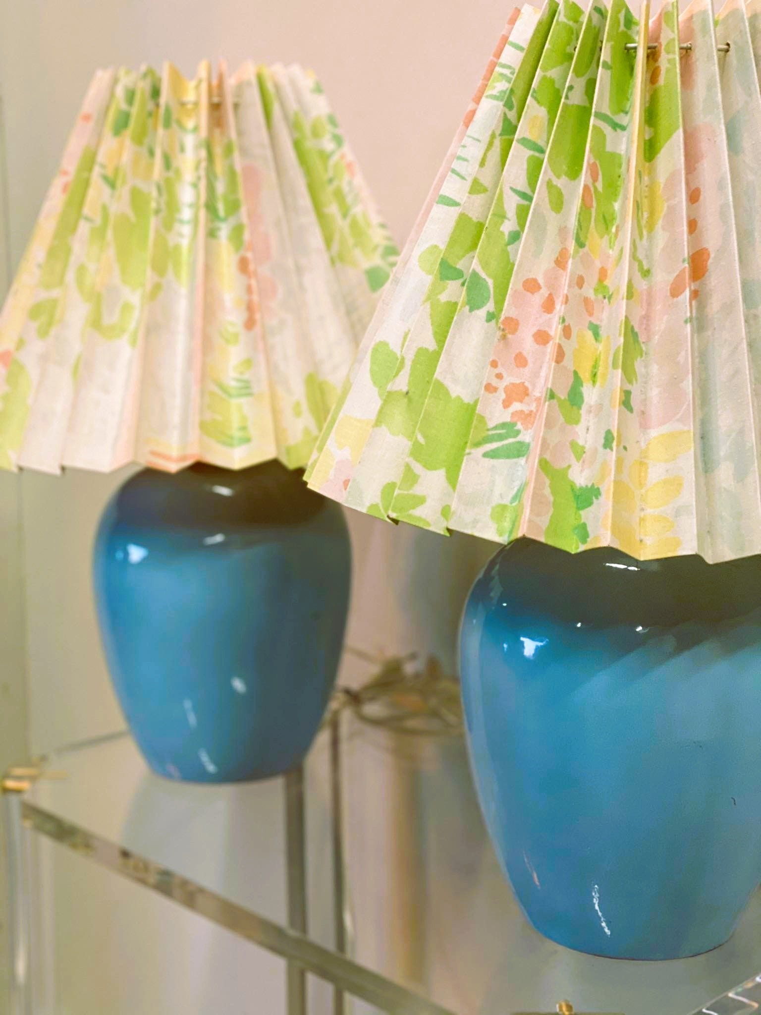 Vintage Pair of Blue Ceramic Table Lamps - Etsy