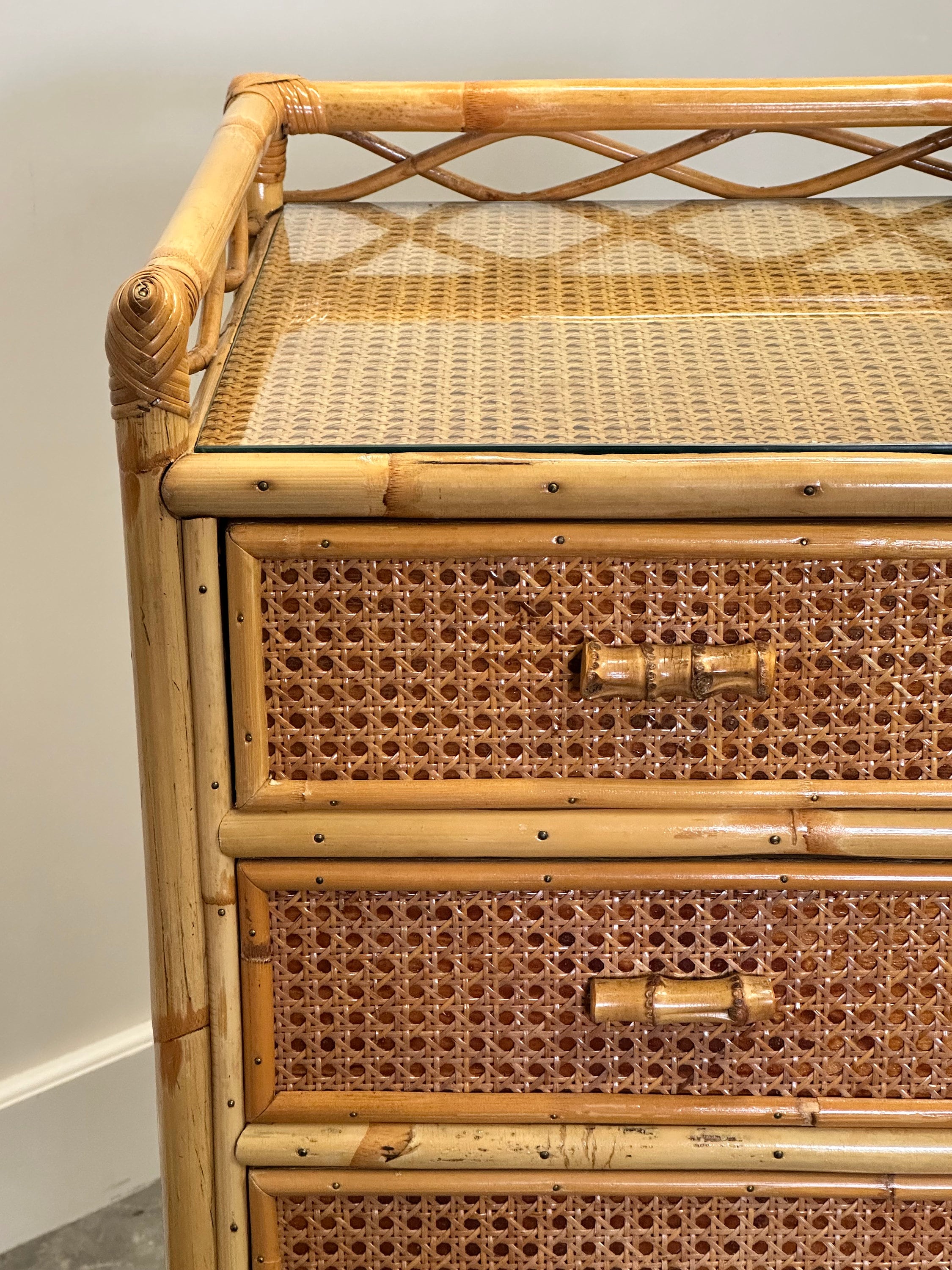 Mid-century Rattan Highboy / Tallboy Chest of Drawers by - Etsy