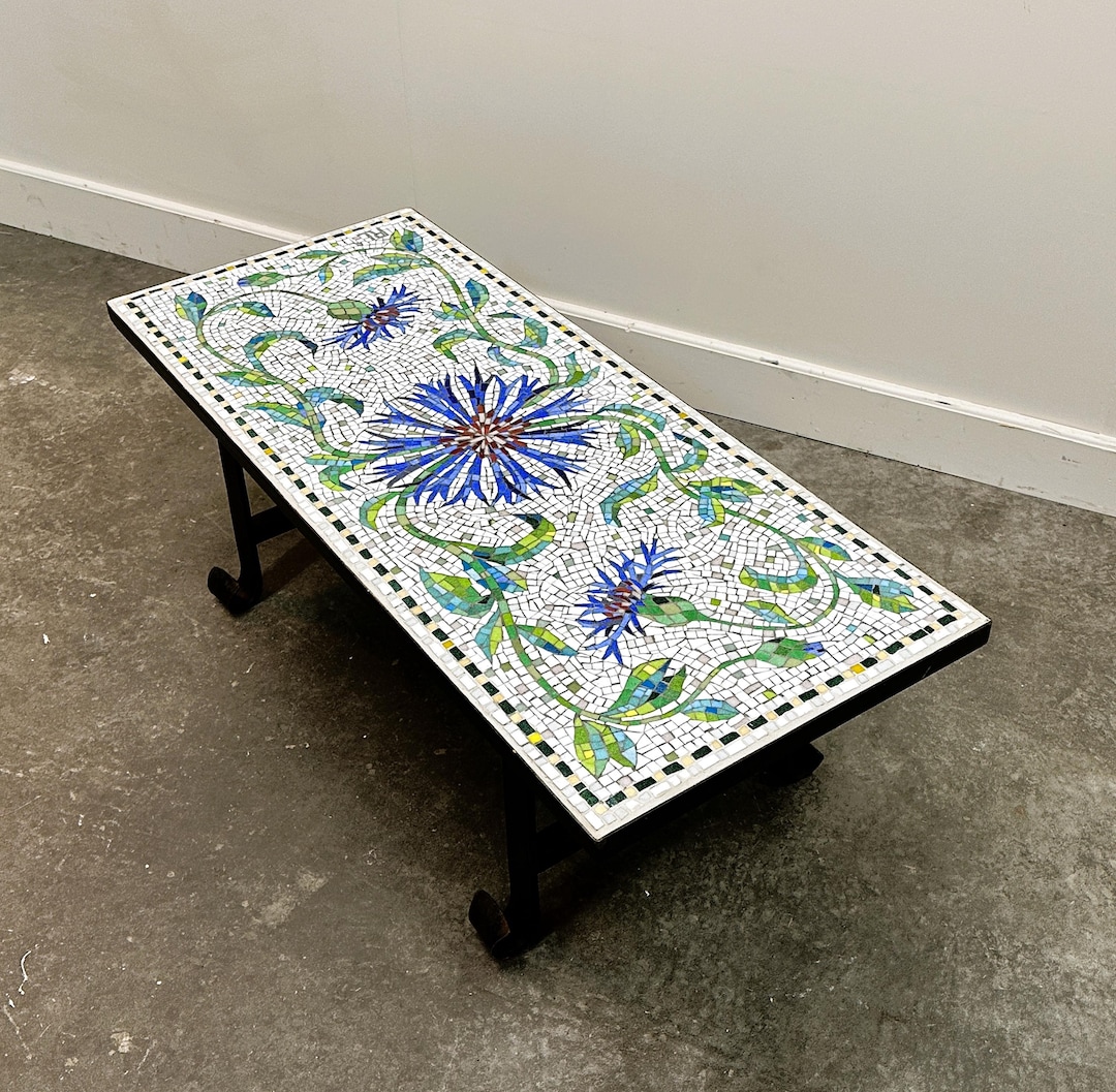 Amazing Wrought Iron Handmade Mosaic Coffee Table - France 1960's - Etsy